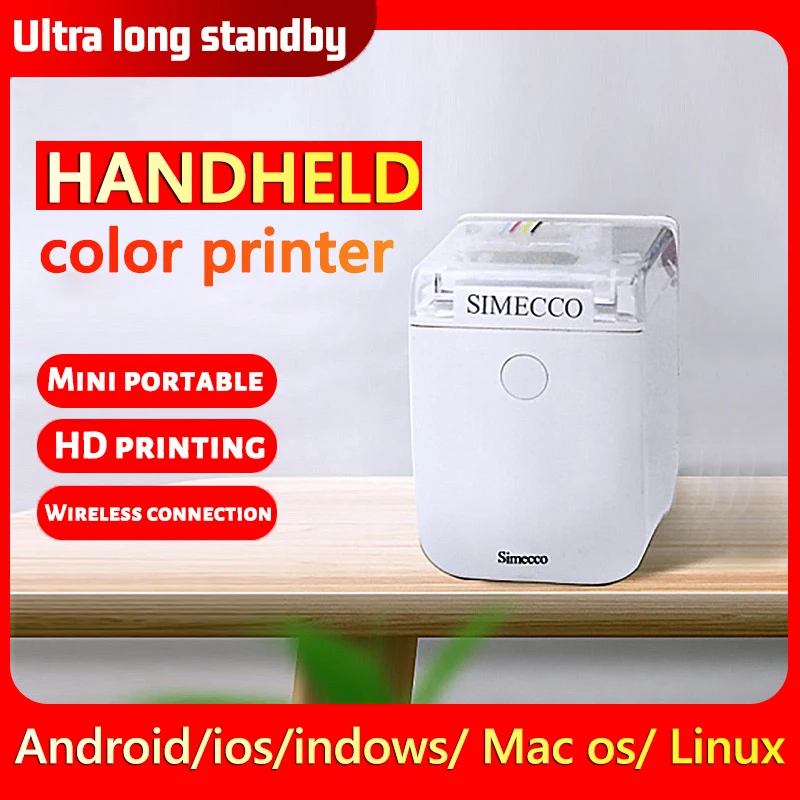 Small Color Printer Handheld Mini Portable Printing Press Wireless ...