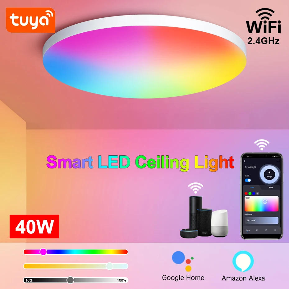 TUYA-Wifi-Smart-RGB-Ceiling-Light-40W-220V-Spot-Led-Downlight-RGB-White ...