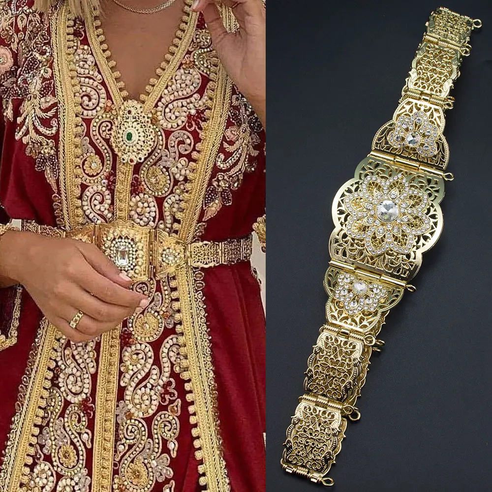 Sunspicems-Moroccan-Caftan-Belt-Gold-Color-Red-Green-Stone-Algeria ...