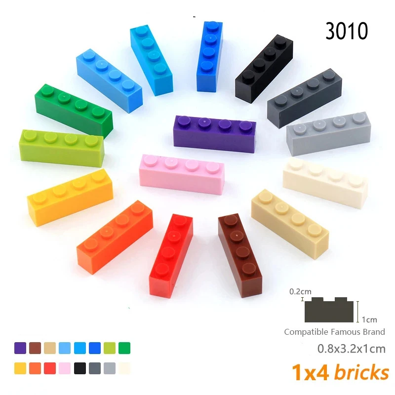 200pcs DIY Thick Figures Bricks 1x4Dots Building Block Educational ...