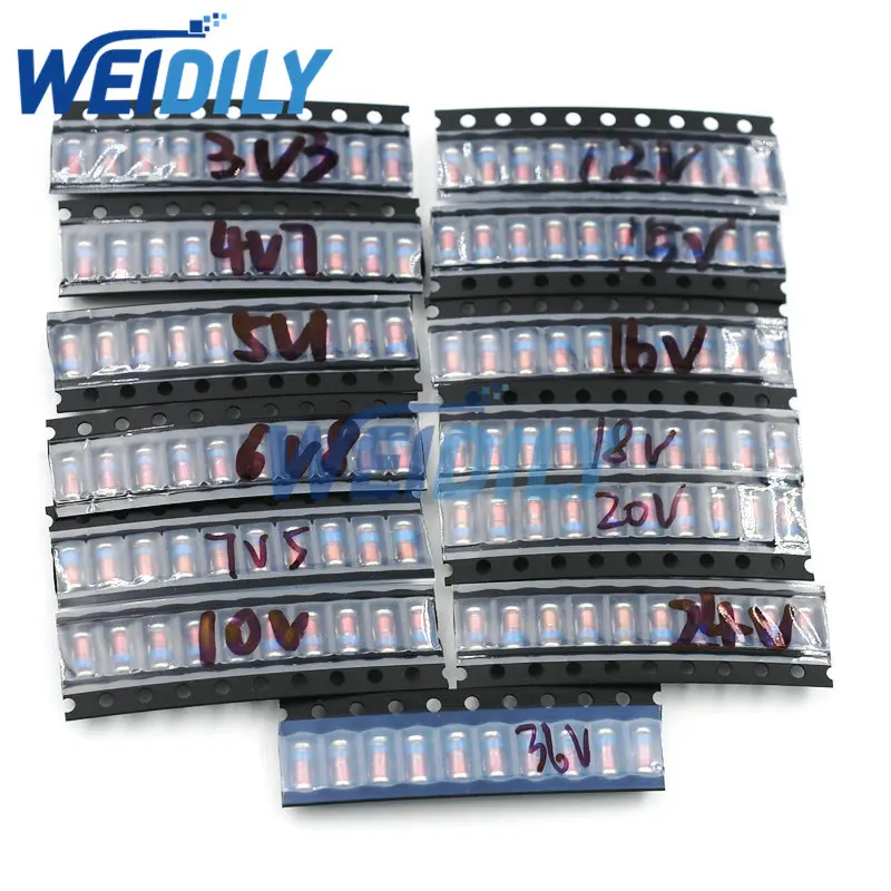130PCS-LL41-SMD-Zener-Diode-Kit-1W-3V3-36V-13-kinds-Each-10pcs-ZM4728A ...
