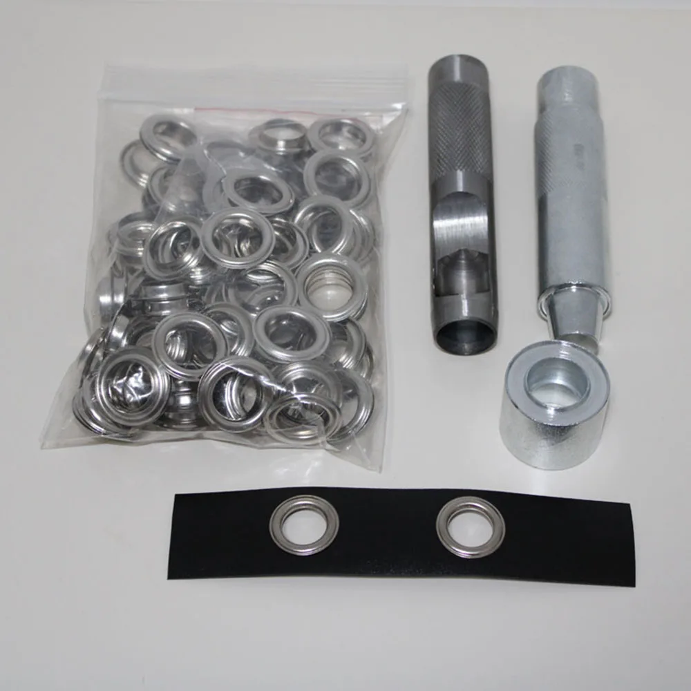 100sets Silver Color Eyelet Metal Grommet Punch Installer Tool Set for ...