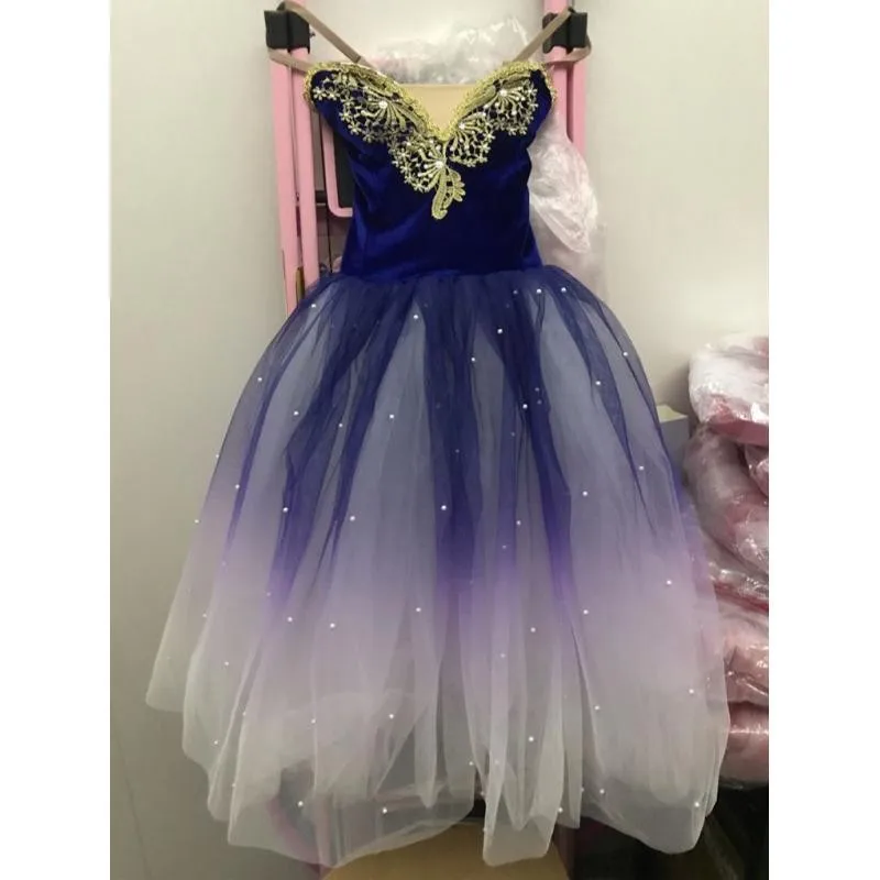 Royal Blue Ballerina Dress Girls Ballet Skirt Long Dance Dress For ...