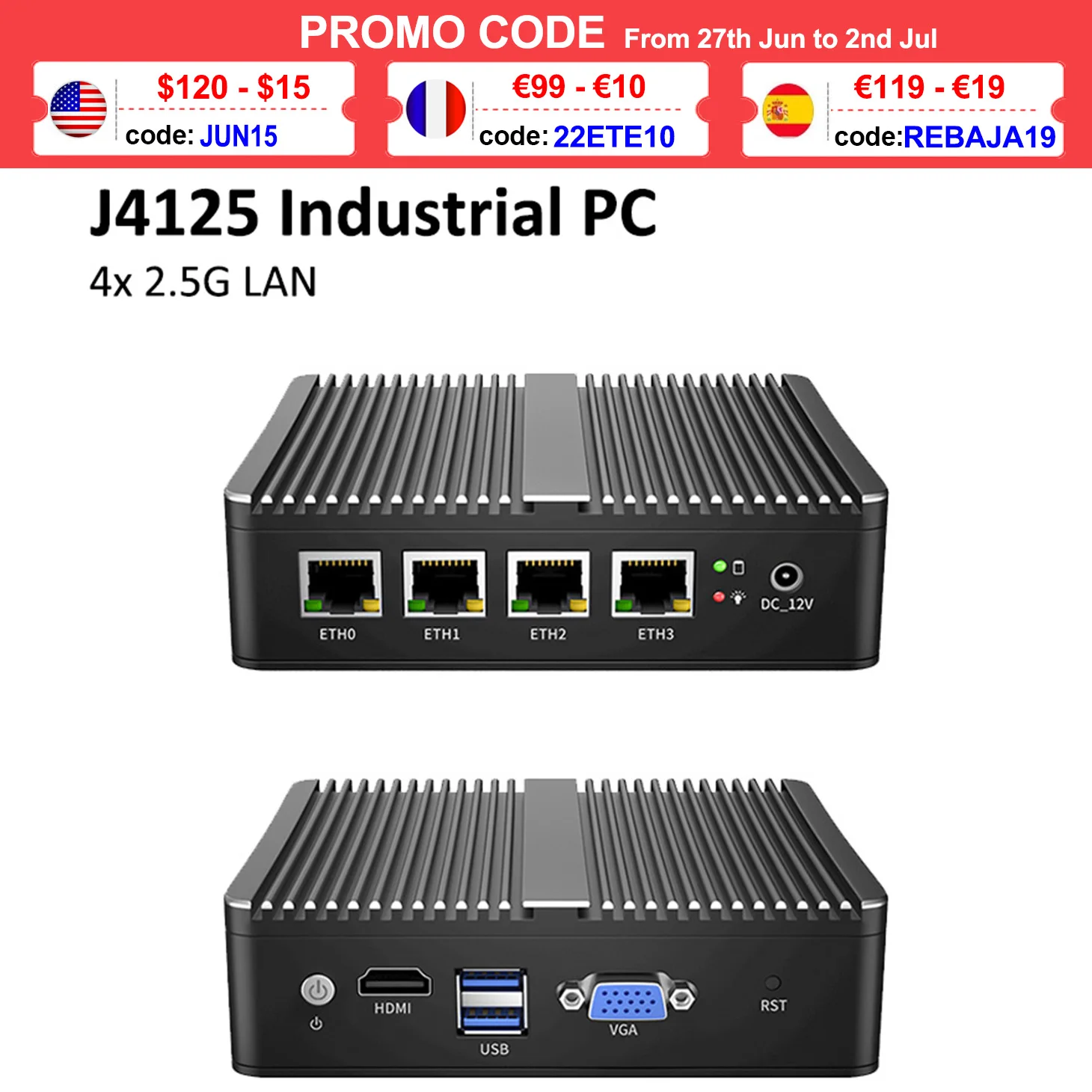 Fanless Soft Router Intel Celeron J4125 Mini PC Quad Core 4x Intel i225 ...