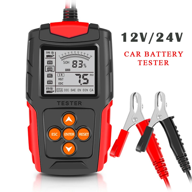 12v 24v 자동차 배터리 테스터 Lcd 배터리 분석기 테스트 도구 디지털 분석기 테스터 Cca Ir Soh 측정 자동차