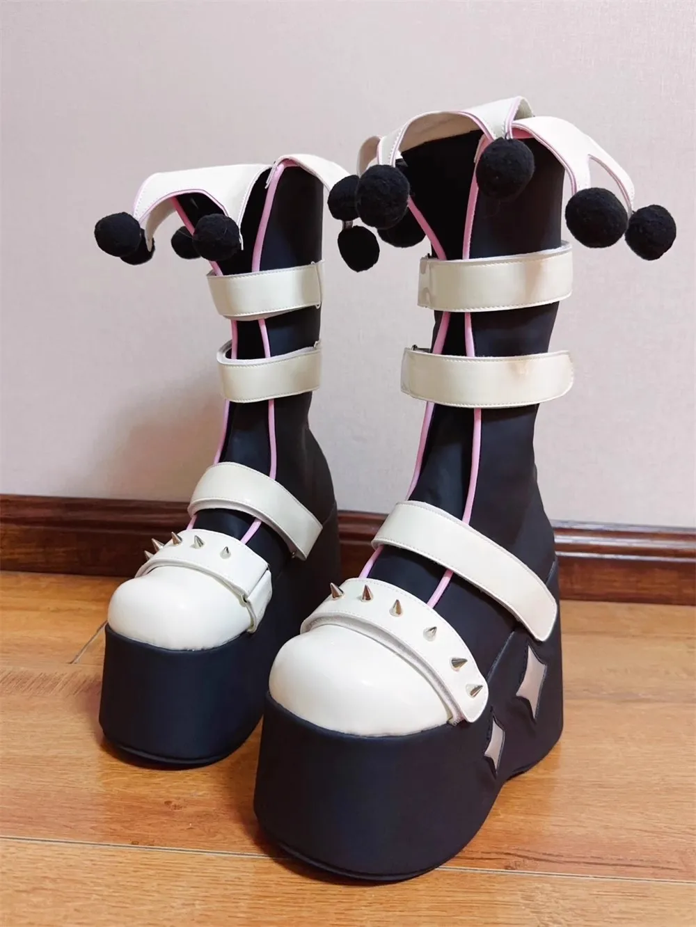 Women-rivet-cartoon-clown-thick-sole-Boots-woman-high-wedges-Heels ...