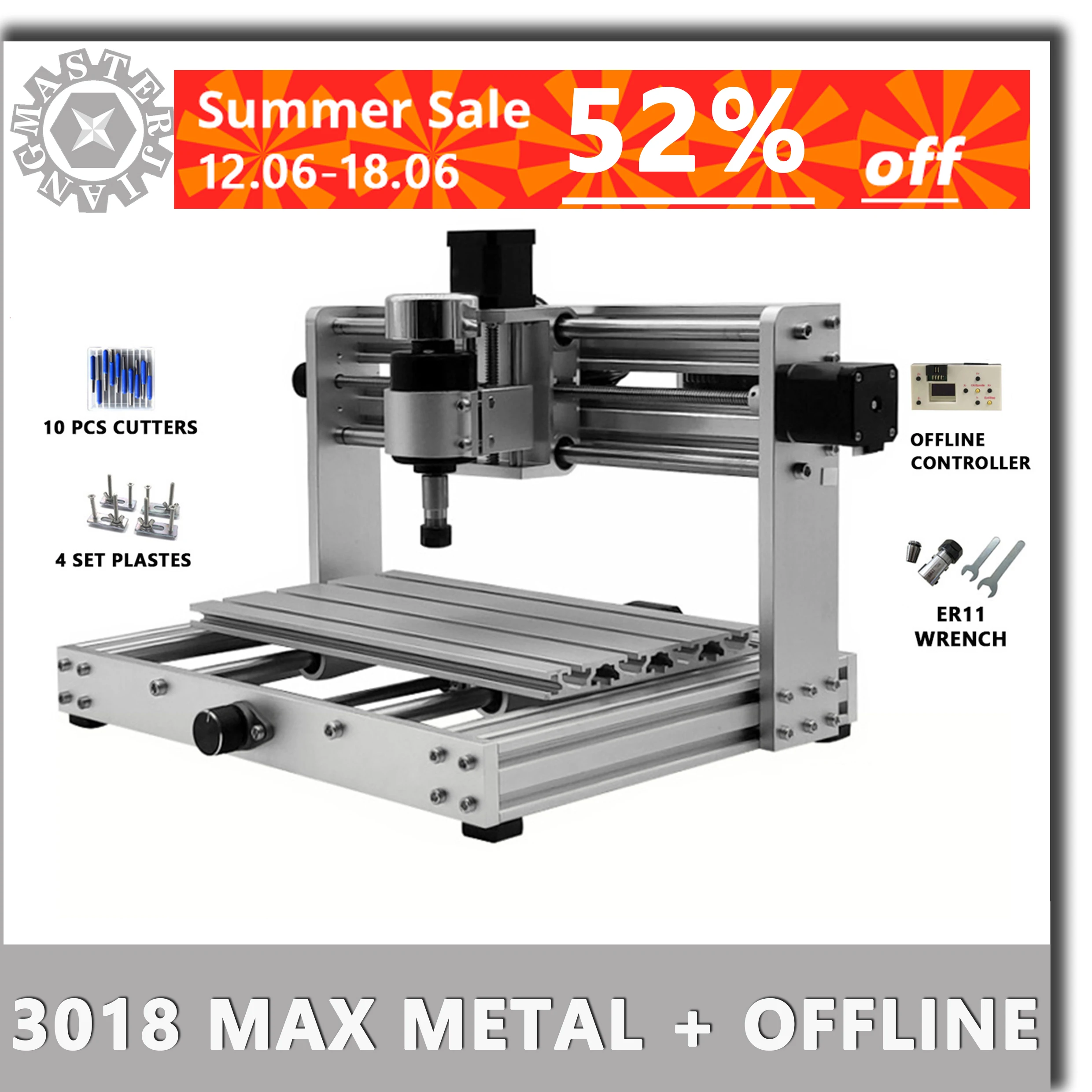 Control GRBL CNC de Metal máx. 3018 con husillo de 200W, fresadora pcb de 3 ejes, cuerpo de ...