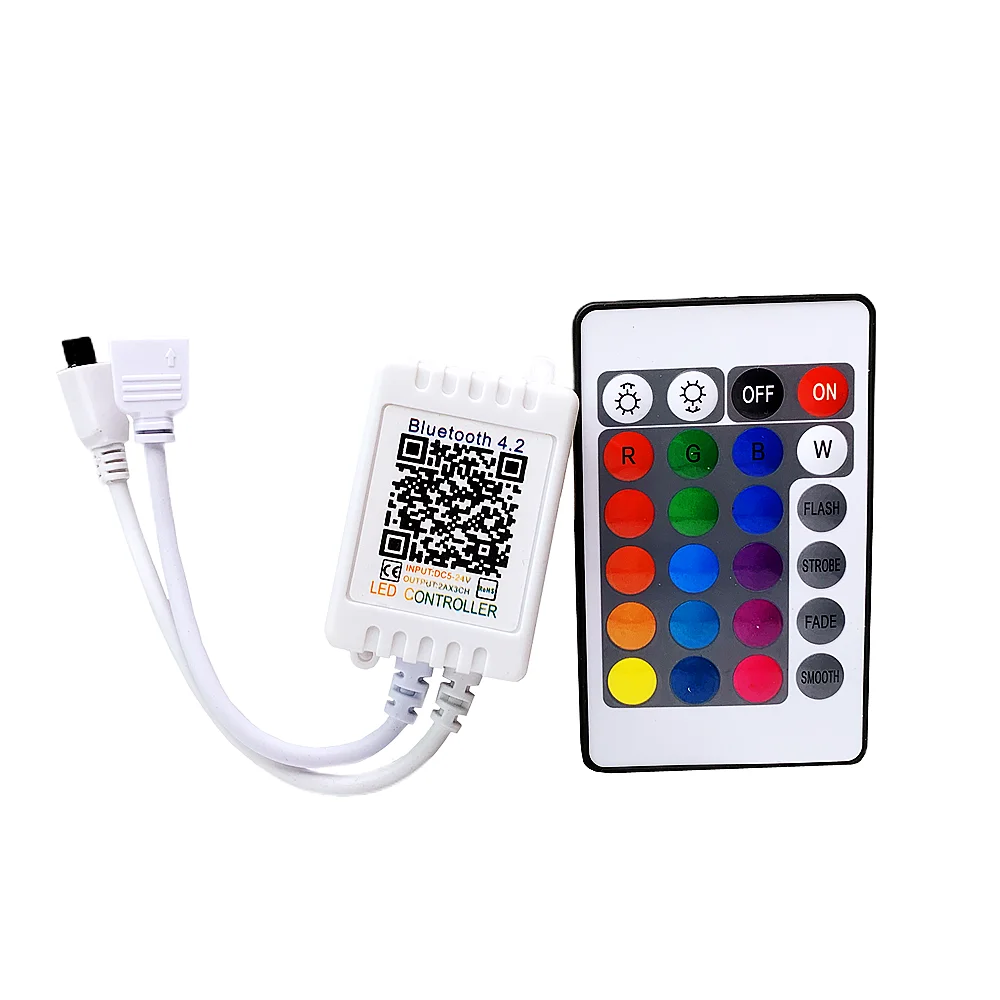 Bluetooth Led Controller 24Keys LED RGB Controler 1 to 2 Music Mic IR Remote Dimmer DC5 24V For ...