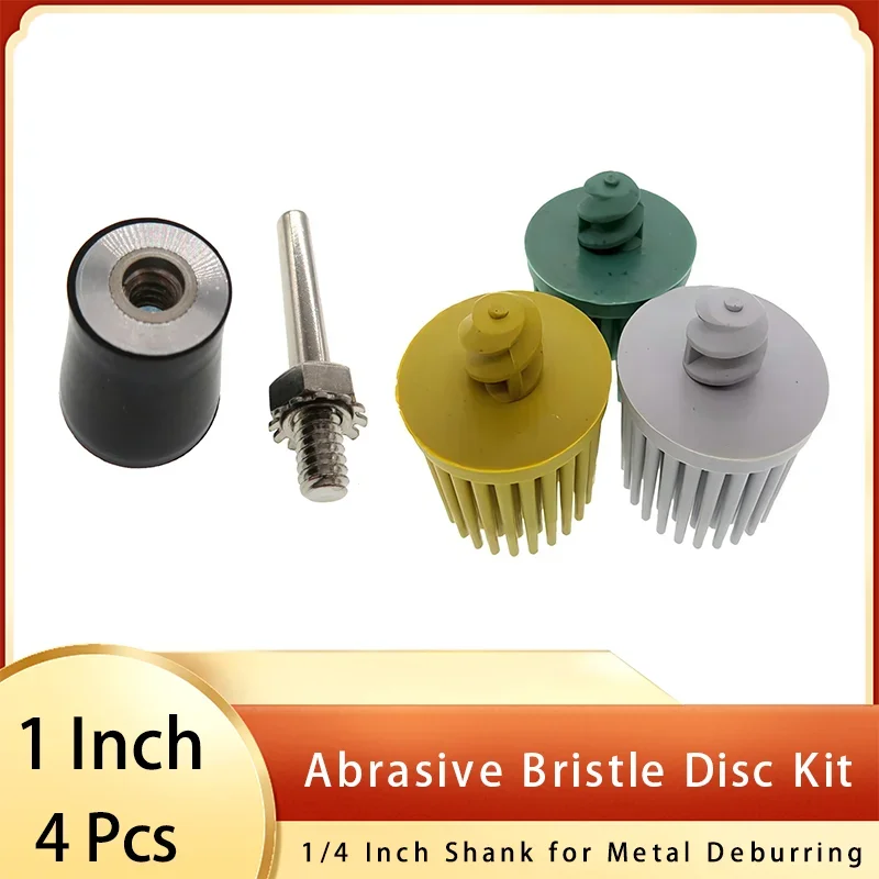4Pcs 1Inch 25MM Abrasive Bristle Disc Kit with Backer Holder 1/4 Inch ...