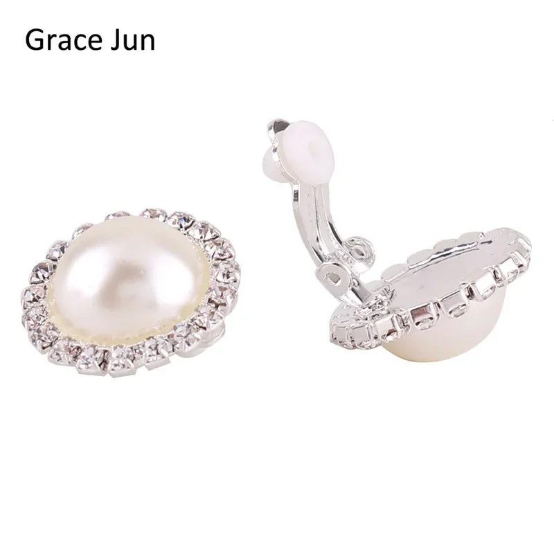 Grace Jun New Design Double Round Shape Rhinestone Clip on Earrings ...