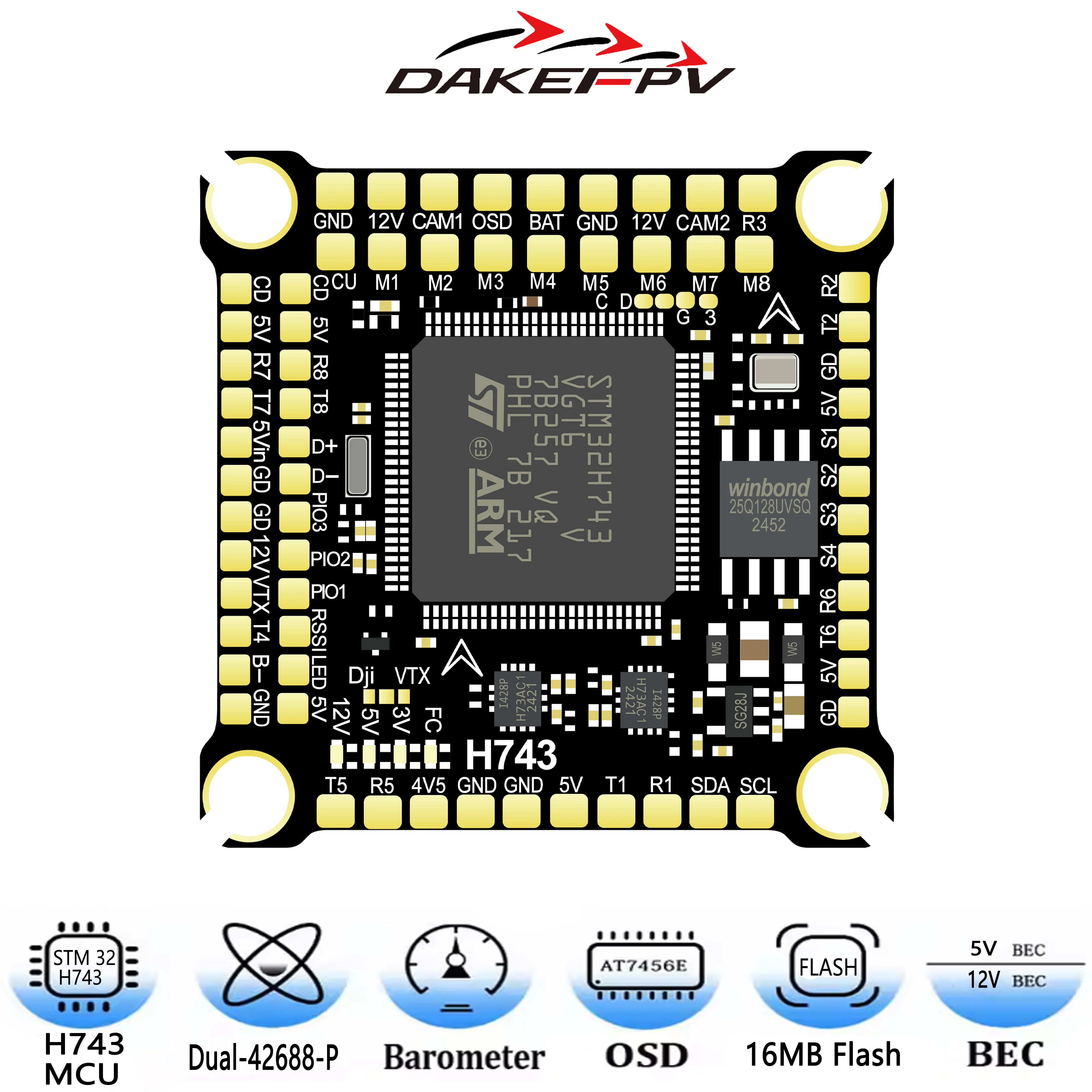 DAKEFPV H743 Flight Controller Support BetaFlight Ardupilot FC H743 ...