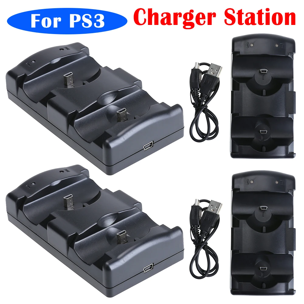 2in1 Dual Charger Replace USB Charging Dock Stand Station Base for PS3 ...