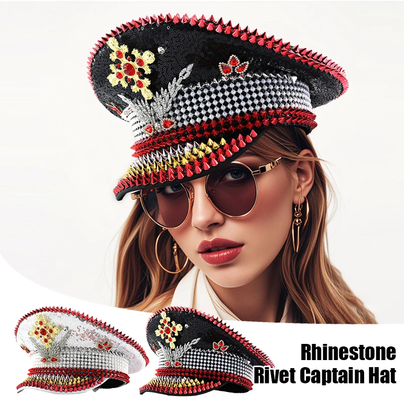 Steampunk Captain Hat Rivet Sequin Masquerade Festive Performances ...