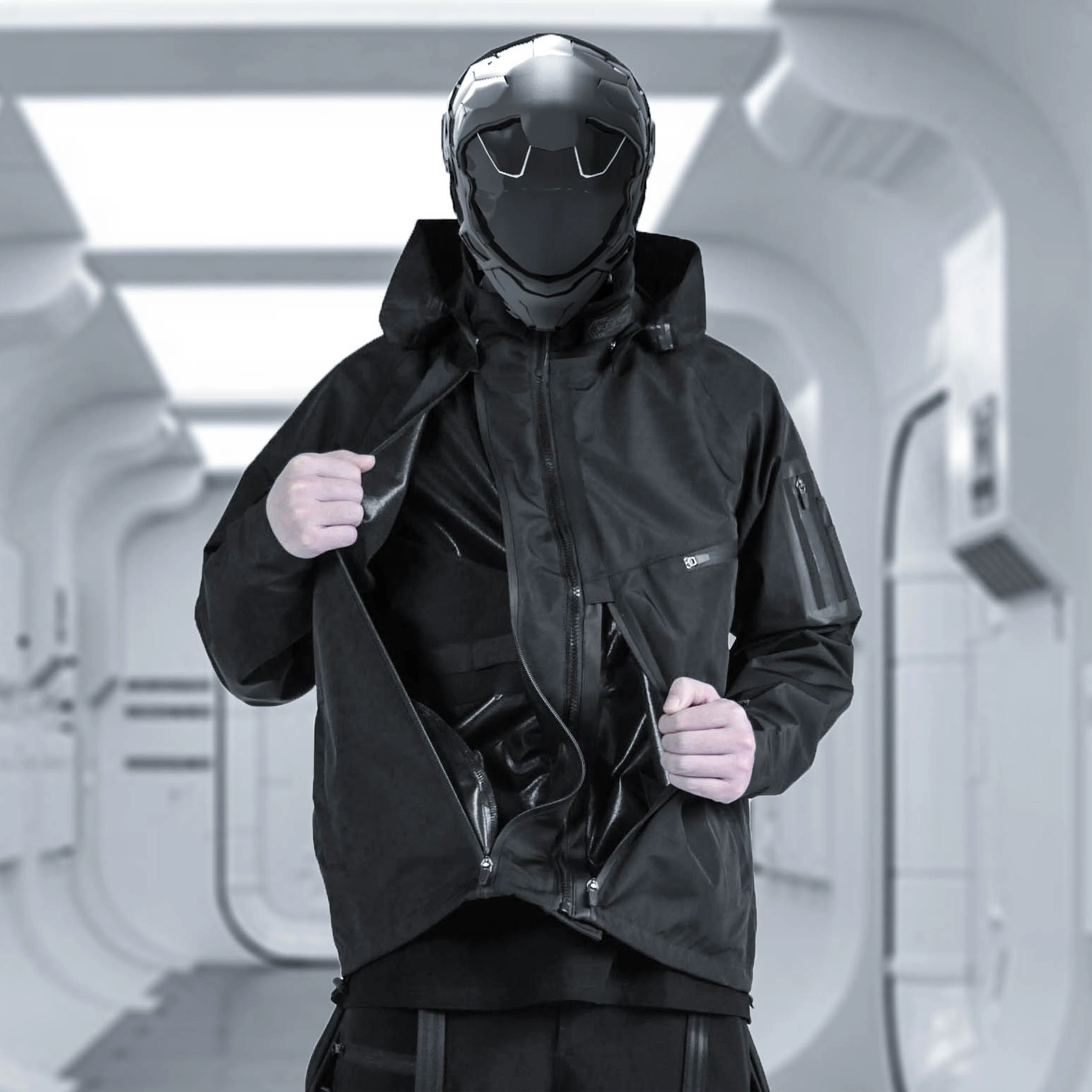 SILENSTORM-20AW-Cargo-Casual-2-Way-Zipper-Tech-Coat-Techwear-Cyberpunk ...