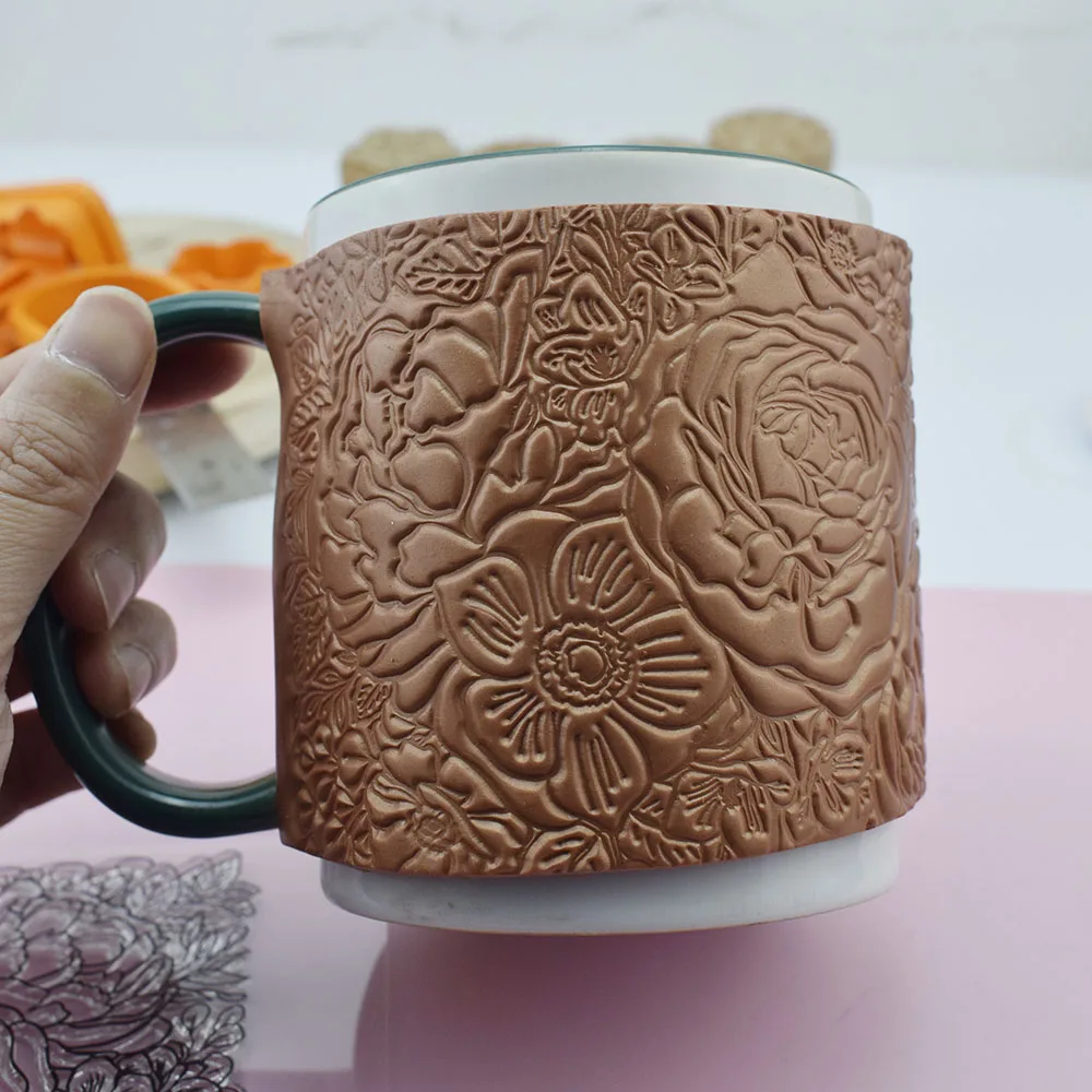 14x10cm-Flower-Polymer-Clay-Stamp-Sheet-Texture-Emboss-Mat-Pottery ...