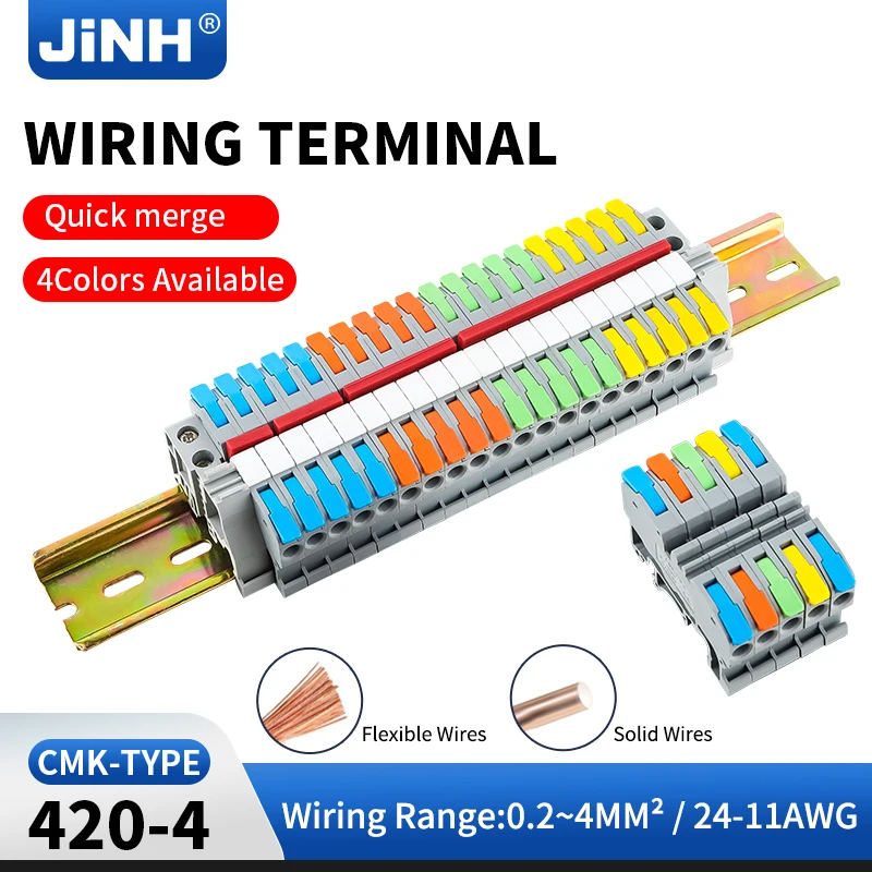 4MM DIN Rail Terminal Blocks Universal Compact Quick Lever Wiring ...