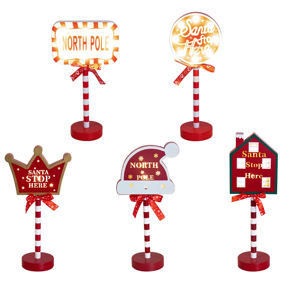 Christmas-Decorations-Retro-Lamp-Santa-Stop-Here-Street-Sign-LED-Light ...