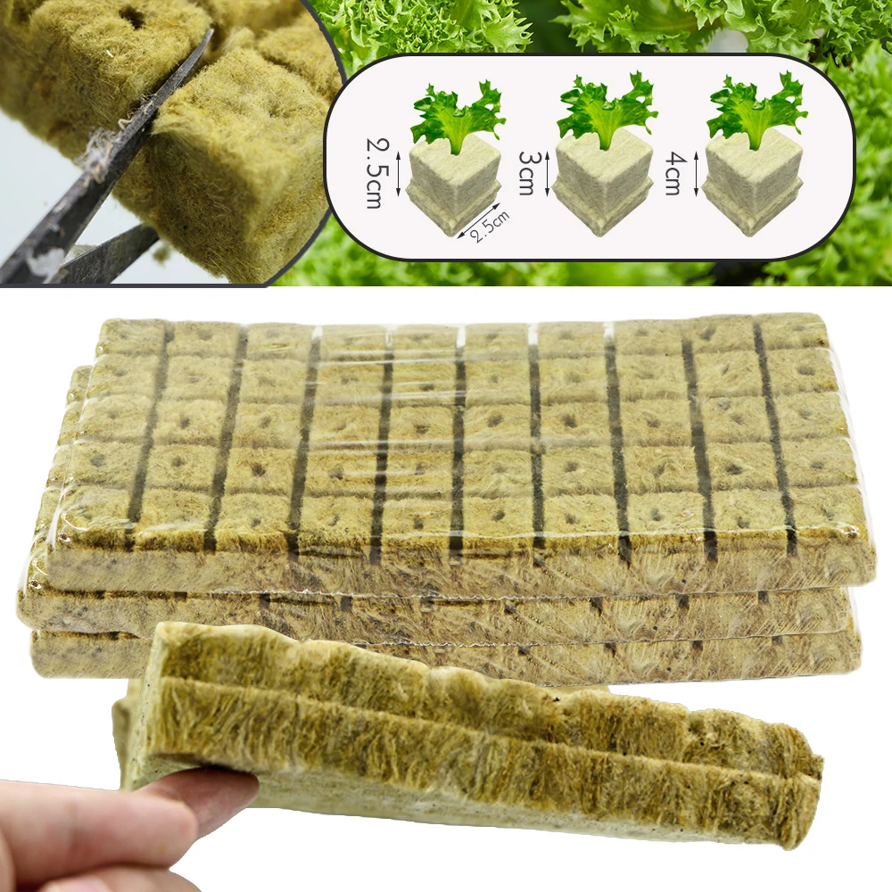 50-100PCS-Stonewool-Starter-Plugs-Hydroponic-Grow-Media-Soilless ...
