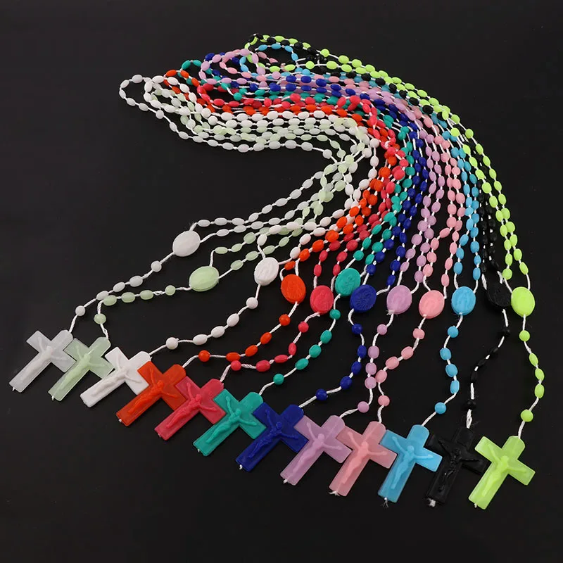 12-Pieces-Factory-Multicolor-Rosaries-Glow-Plastic-Necklace-Rosary ...