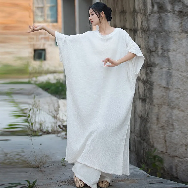 Johnature-Women-Bat-Sleeve-Autumn-Robes-Cotton-Casual-Dresses-O-Neck ...