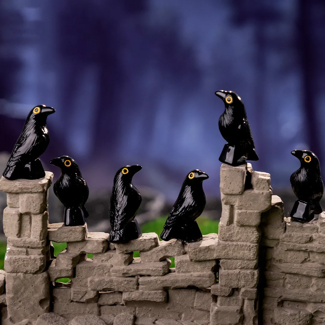 30PCS Mini Crows Halloween Decorations Resin Black Crow Miniature ...