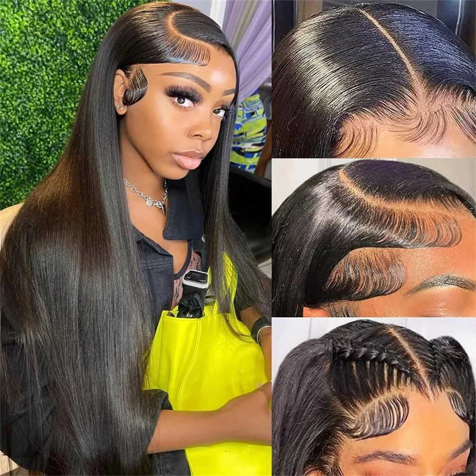 Perucas-frontais-do-cabelo-humano-do-la-o-para-mulheres-osso-reto-Remy ...