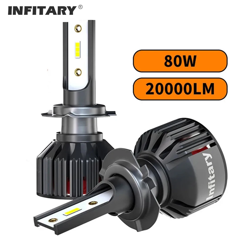 Infitary-LED-Headlight-80W-20000LM-Light-For-Car-H7-H4-H11-H1-6500K ...