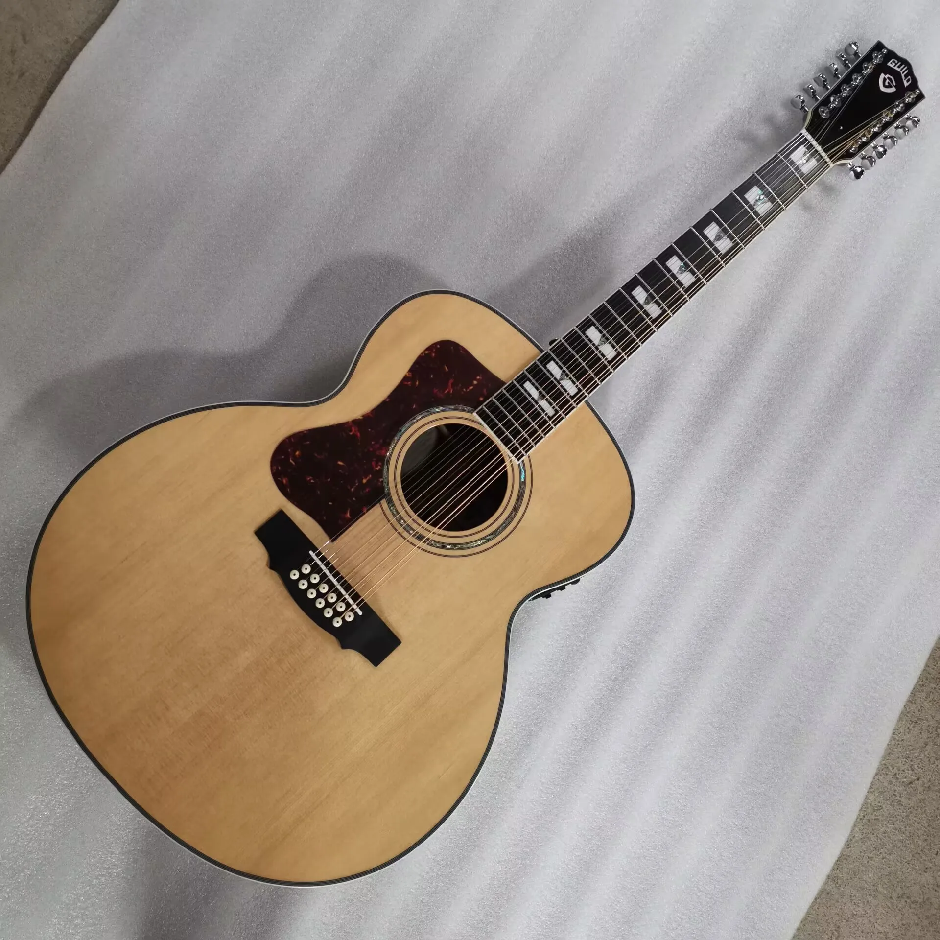 left handed 12 string acoustic electric solid guitar lefty Jumbo Guild ...