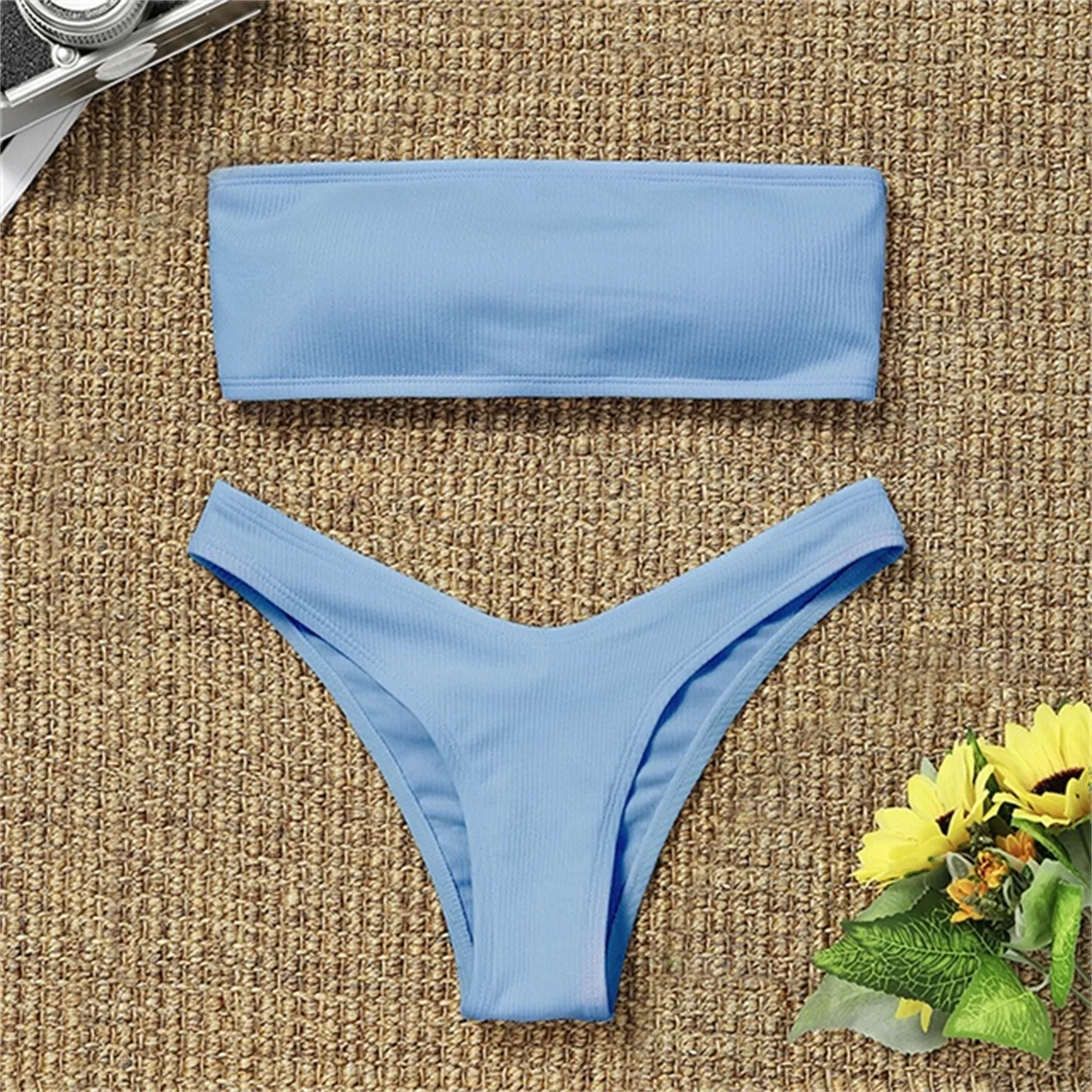 Conjunto-de-Bikini-sin-tirantes-para-mujer-traje-de-ba-o-Sexy-de ...