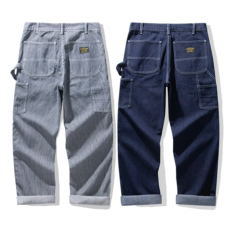 American Vintage Raw Denim Rail Worker Jeans - Americana Multi-Pocket ...