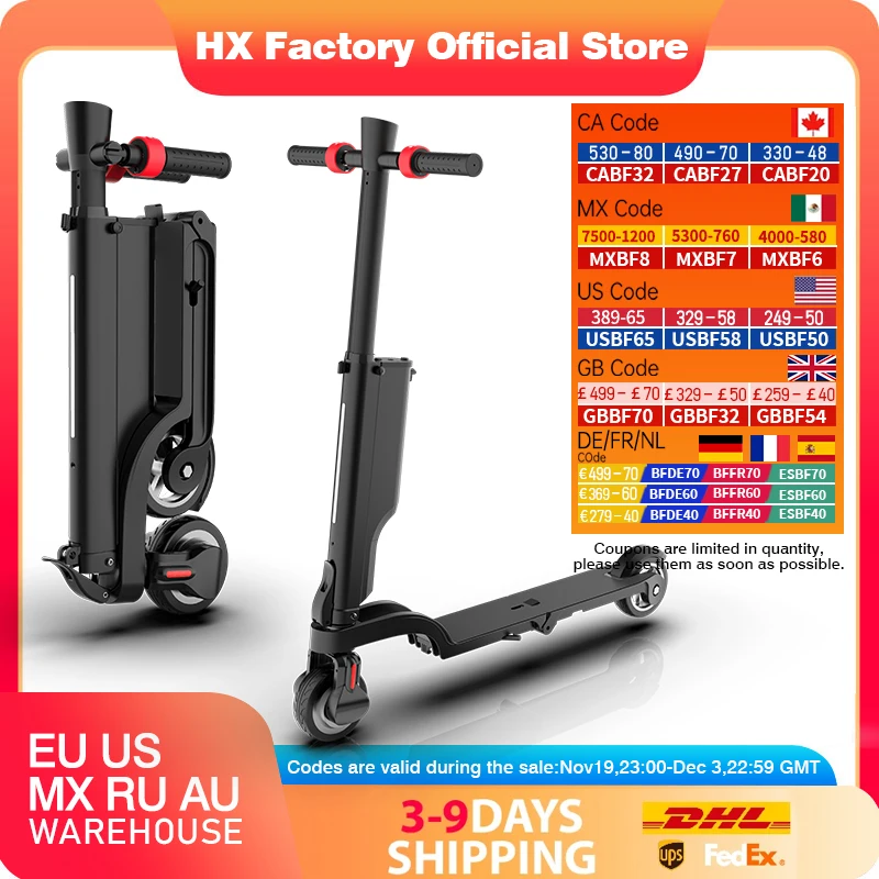 HX X6 electric scooter Foldable 350W 25KM/H Electric scooters 7.5AH 36V ...