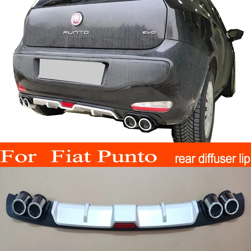 Fiat Punto ABS Plastic Silver / Black Car Rear Bumper Rear Diffuser ...
