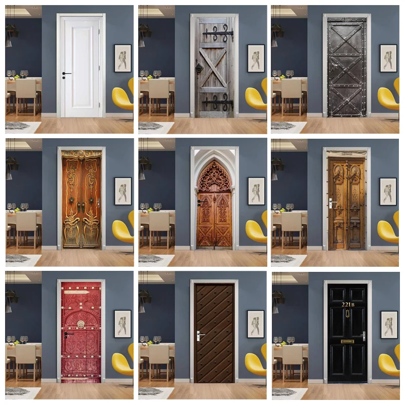 29-Style-Wood-Door-Sticker-Adhesive-Waterproof-Imitation-Wooden-Full ...