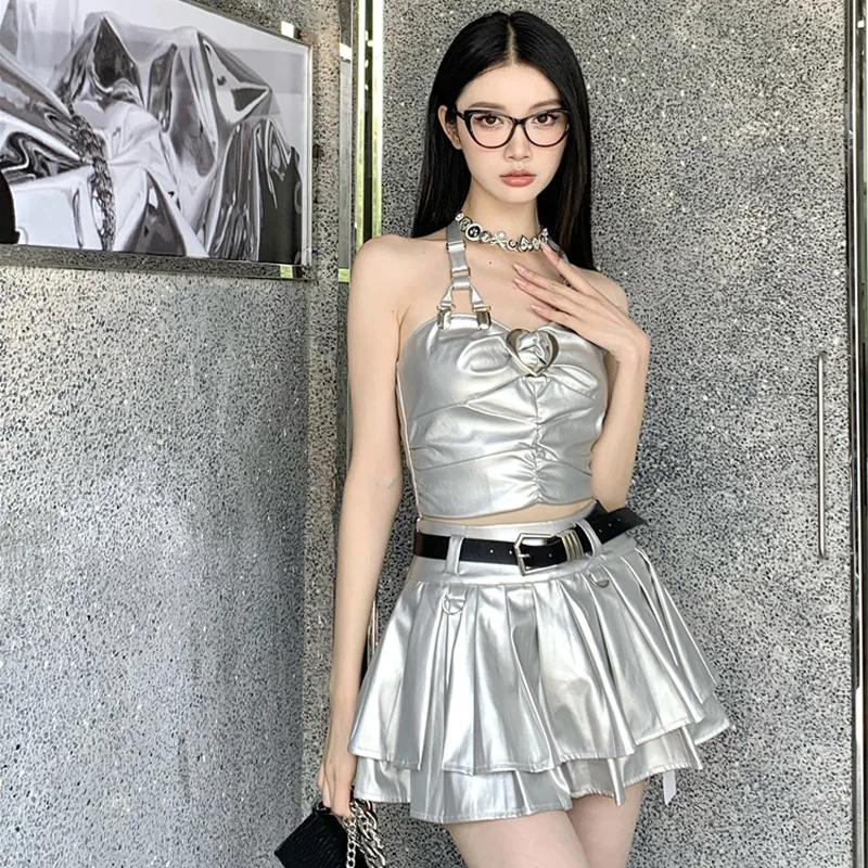 Kpop-Stage-Outfit-Silver-Rave-Festival-Clothing-Nightclub-Crop-Top-Tank ...