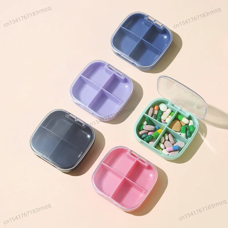 7 Days A Week Pill Tablet Storage Box New Portable Mini 4-Grid Small ...