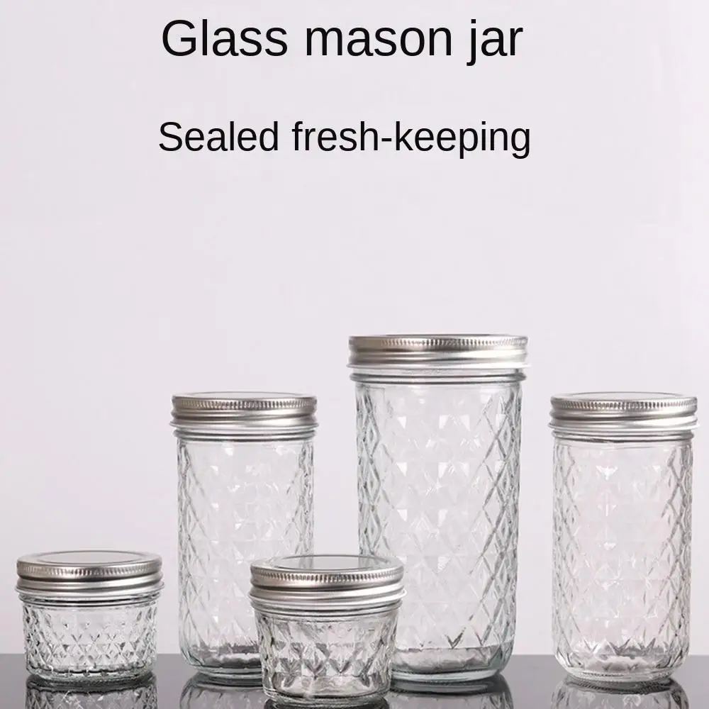 120ml-650ml-Transparent-Glass-Sealed-Bottle-Mason-Jar-Diamond-Pattern ...
