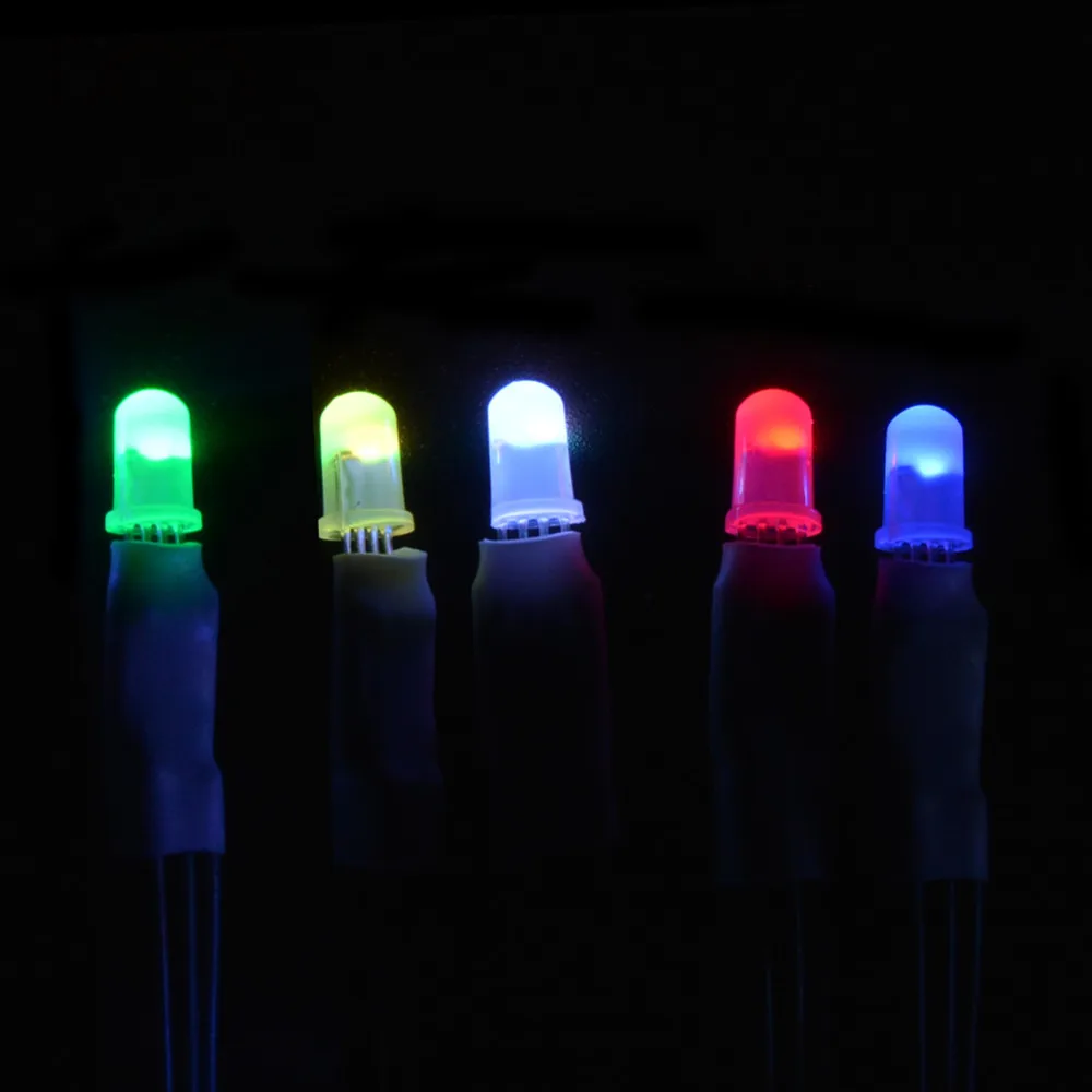 DC5V 5mm 8mm Round RGB Full Color Neon Pixel IC F5 F8 RGB Led Beads ...