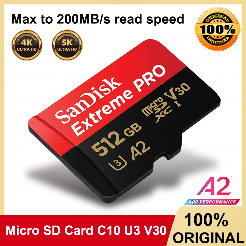 SanDisk-Extreme-Pro-Micro-SD-Card-C10-U3-V30-A2-TF-Memory-Card-For-DJI ...