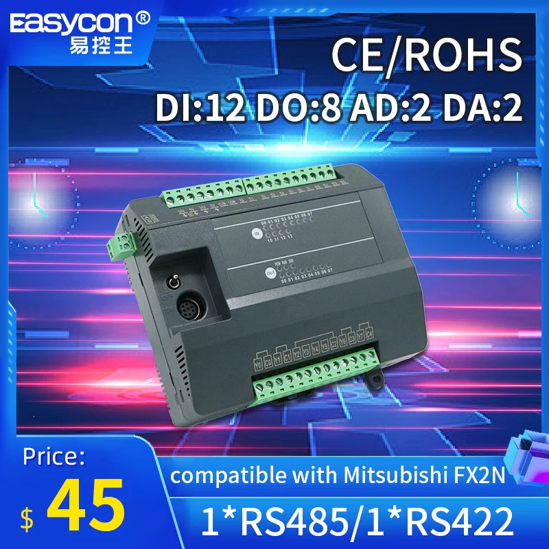 Easycon TX2N20MRMT PLC 12 DI 8DO Industrial Control Board solar panel power controller FX2N ...
