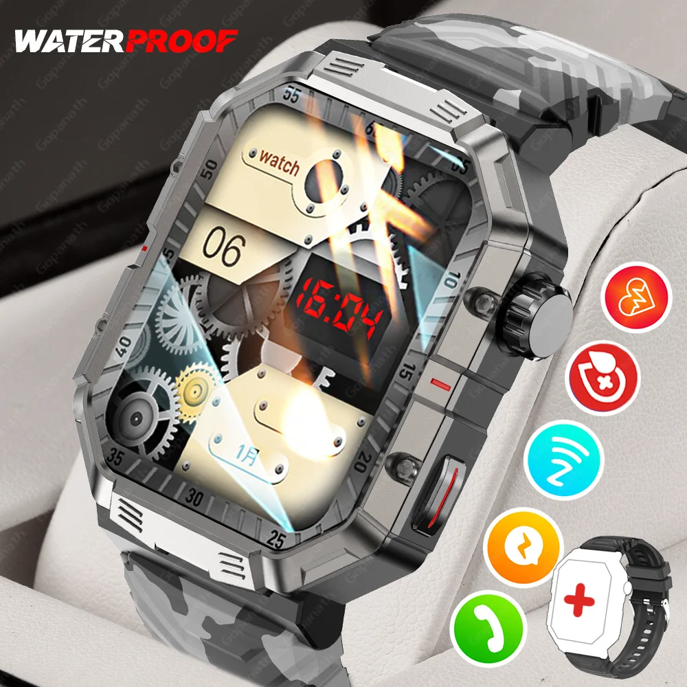 Rugged Military Smart Watch Men For Android IOS Ftiness Watches Ip67 ...