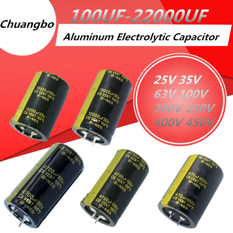 2Pcs Audio Electrolytic Capacitor 25V 35V 63V 100V 200V 250V 400V 450V 470UF 2200UF 1000UF ...