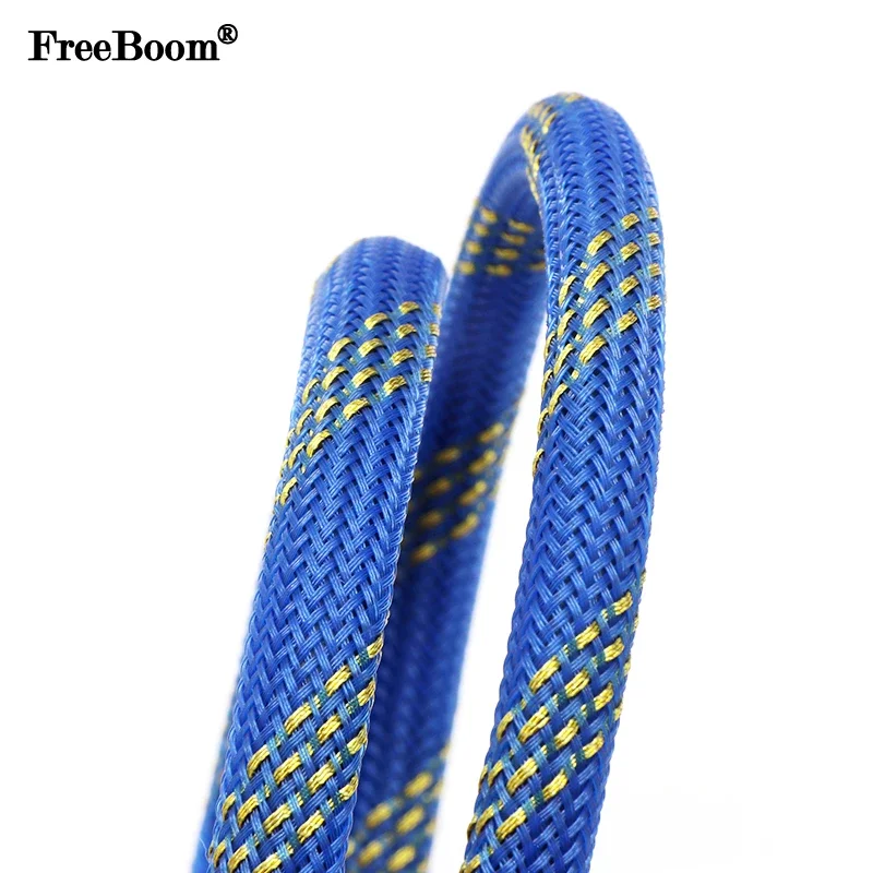 1~50m Blue Gold PET Braid Sleeve 2/4/6/8/10/12/14/16/20mm High Density ...