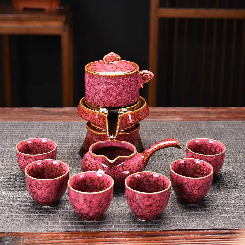 High end Kiln Change Tea Set, Household Automatic Tea Set, Tianmu Glaze, Lazy Tea Maker, Kiln ...