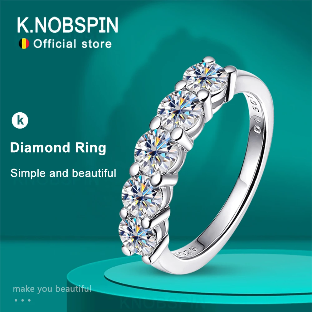 KNOBSPIN-An-is-Moissanite-de-Diamante-para-Mulheres-Banda-Cl-ssica-de-Casamento-Match-Eternidade ...
