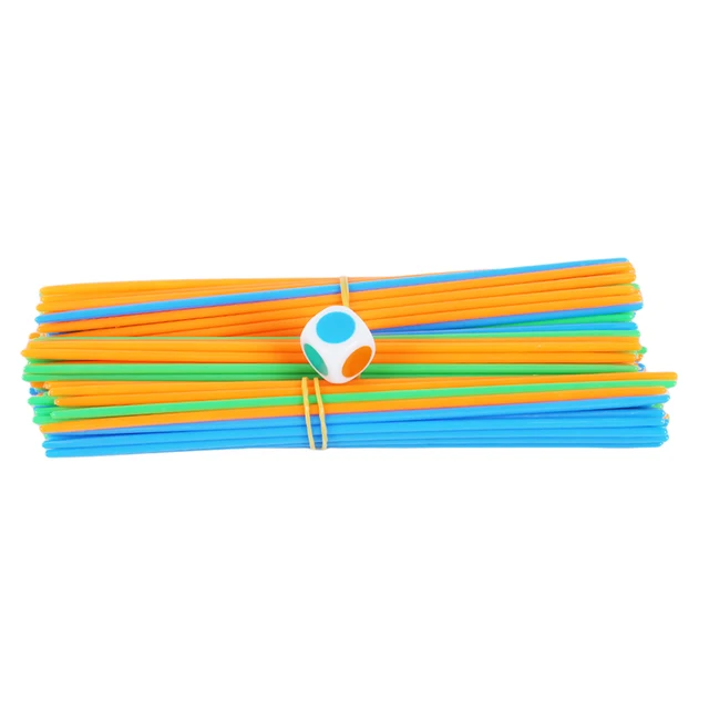 100Pcs/set Multicolor Pick-Up Sticks Game with Dice Classic Toy Desktop ...