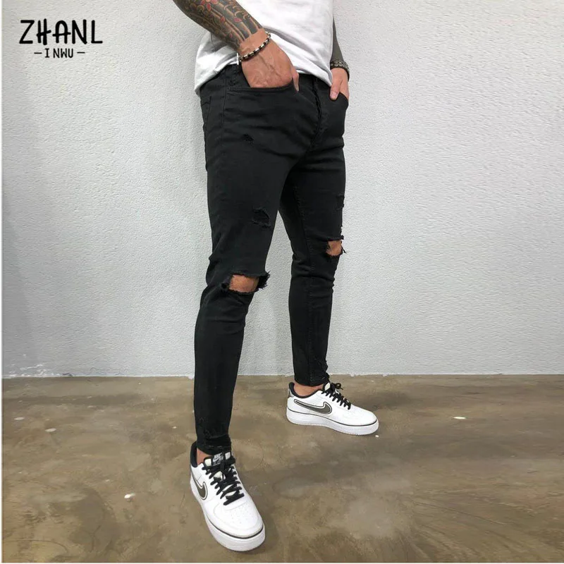 Ropa de calle rasgada para hombre, pantalones vaqueros rotos, Joggers ...