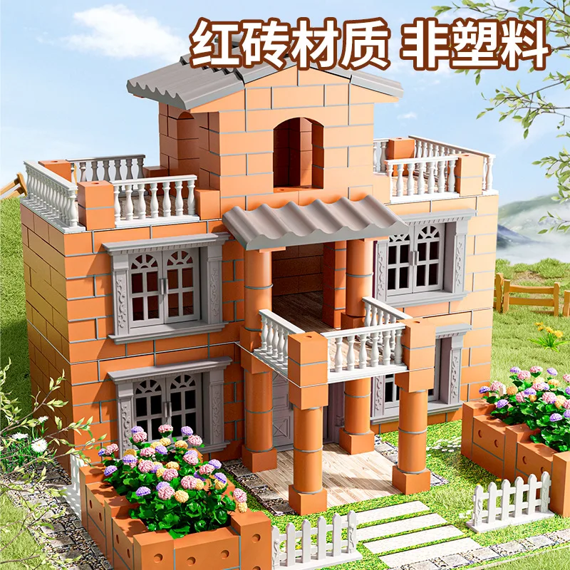 Fun Mini Bricklayer DIY Small House Building Villa Toys Simulation Mini ...
