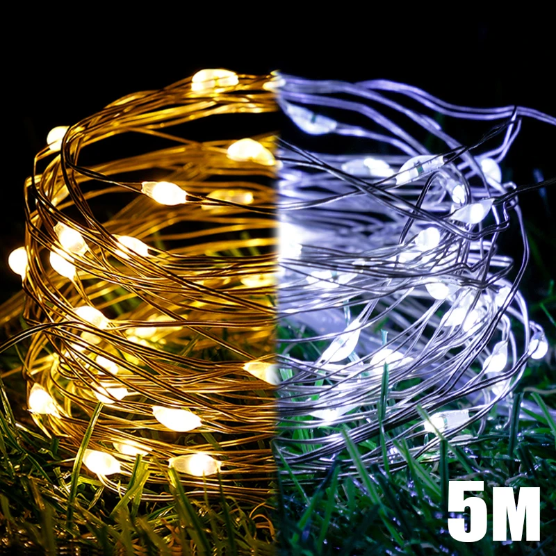 LED String Lights Copper Wire Garland Fairy Lighting Strings Battery ...