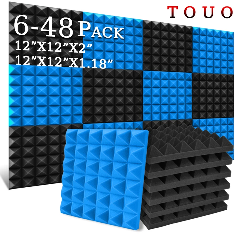 TOUO-Acoustic-Foam-6-48-Pcs-Pyramid-Soundproofing-Sponge-Pad-High ...