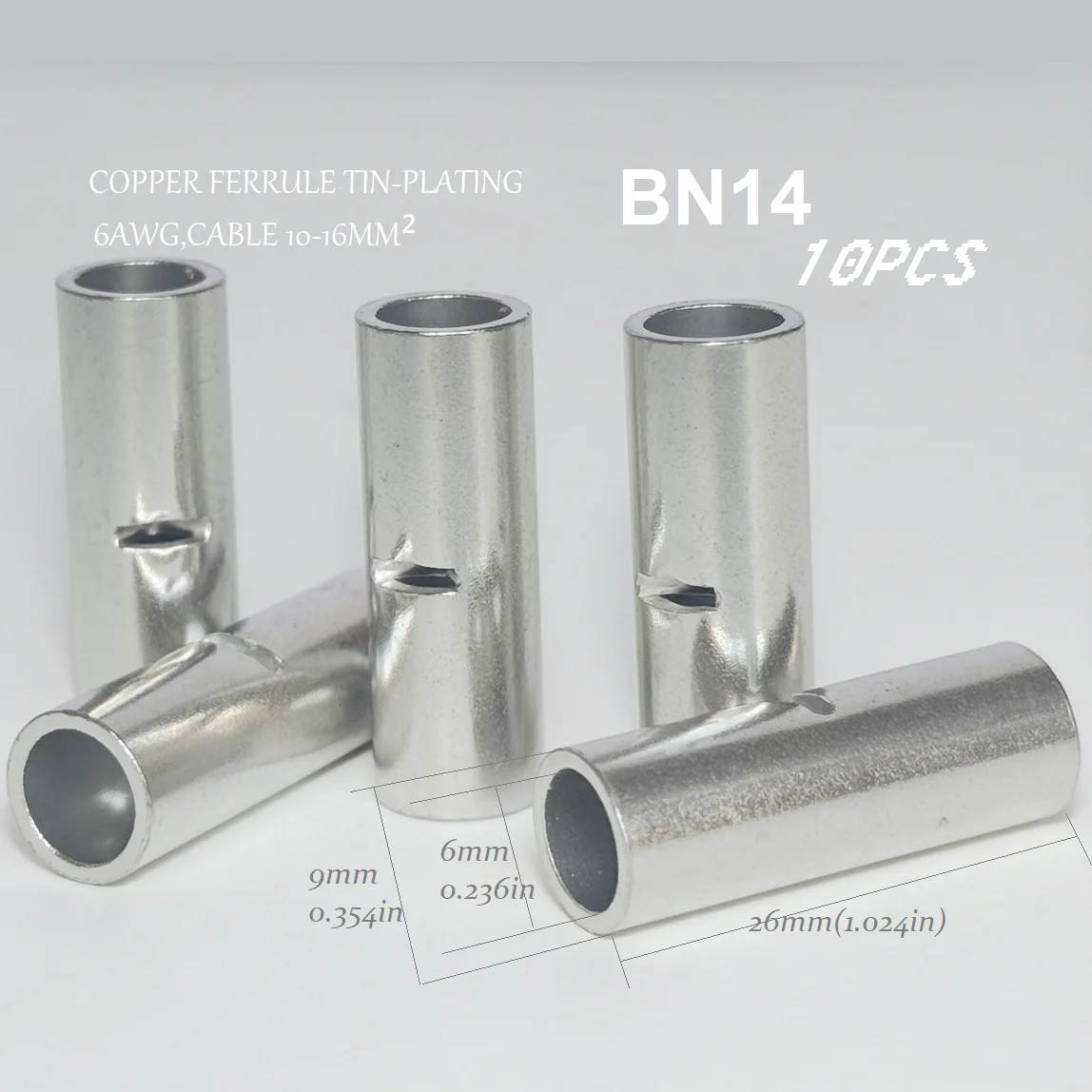 BN14 Copper Electrical Wire Cable Connection,6AWG,Tubular Ferrule Lug ...